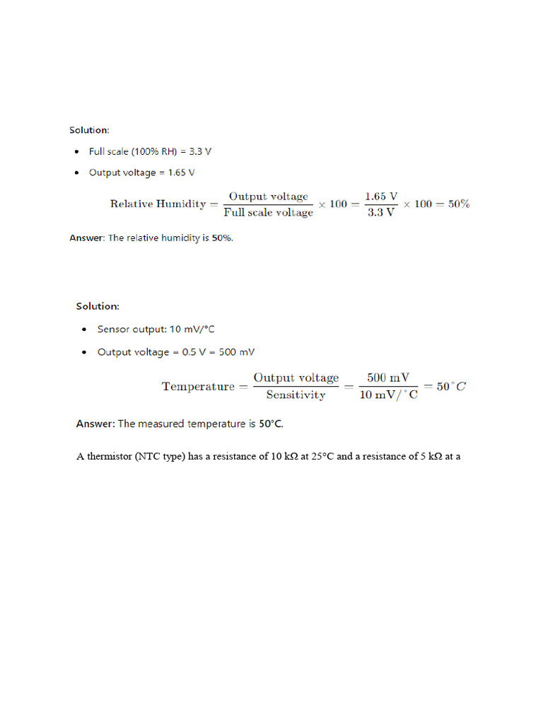 Numerical Problems Based on Sensor | PDF