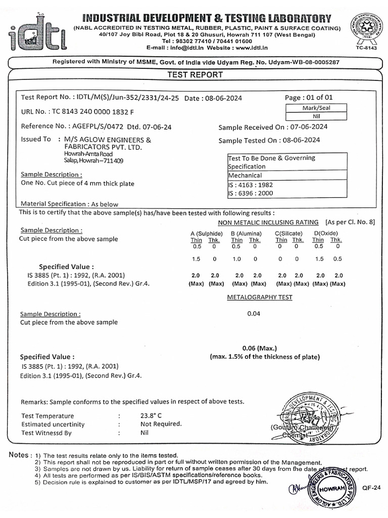 Inclusion Rating & Depth of Decarburization | PDF