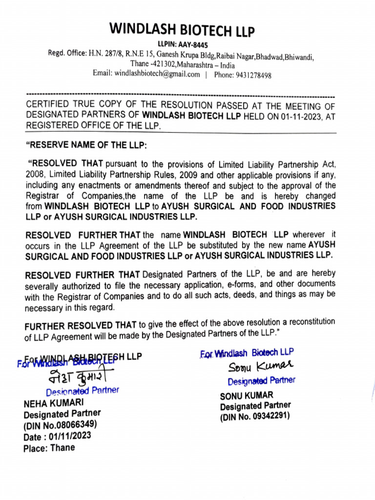 Consent With Resolution | PDF