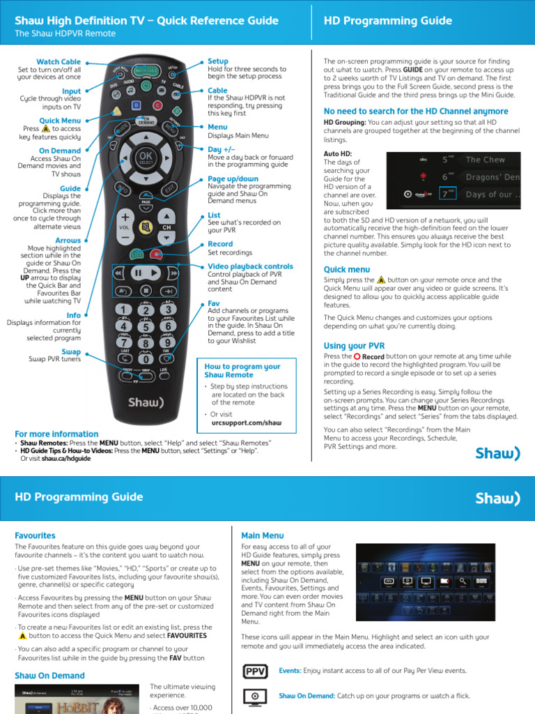 Shaw Champion Remote Manual 2 | PDF