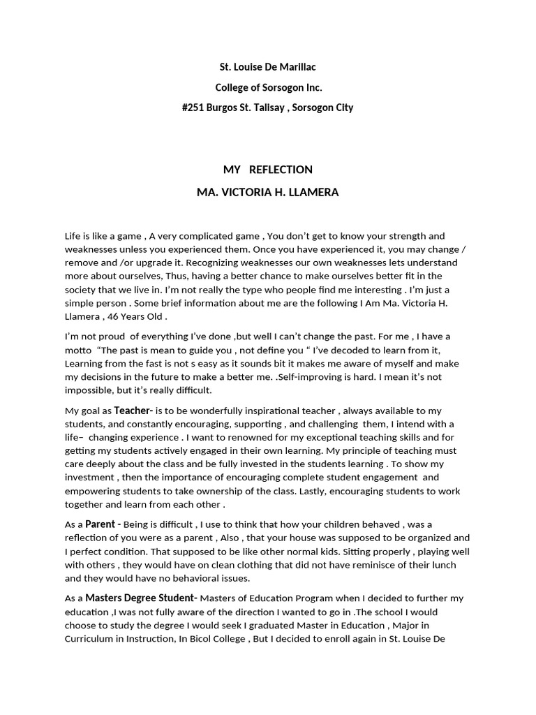My Reflection | PDF