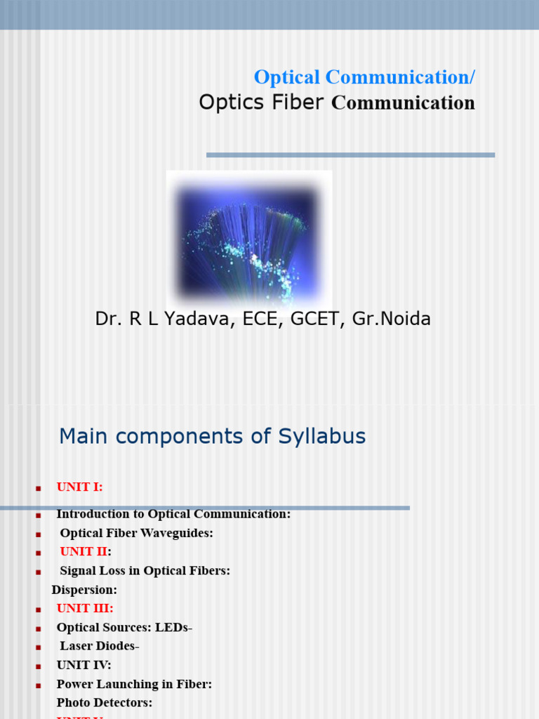 OFC PPT Unit 01 | PDF