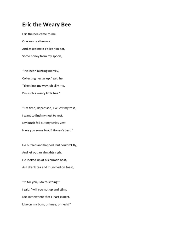 Eric The Weary Bee | PDF