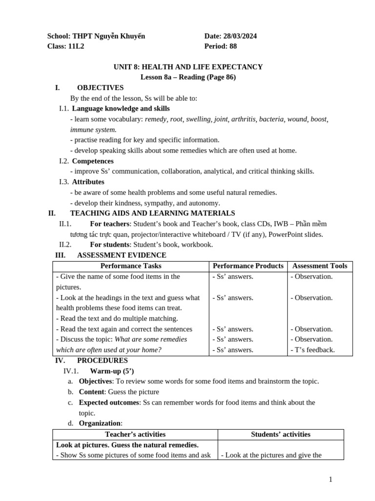 Unit 8 - Lesson 8a - Reading - Page 86 | PDF