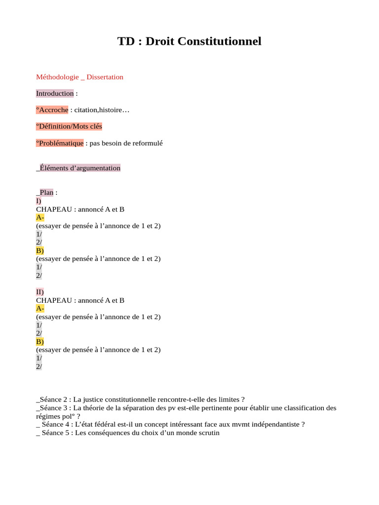 TD Droit Constitutionnel | PDF