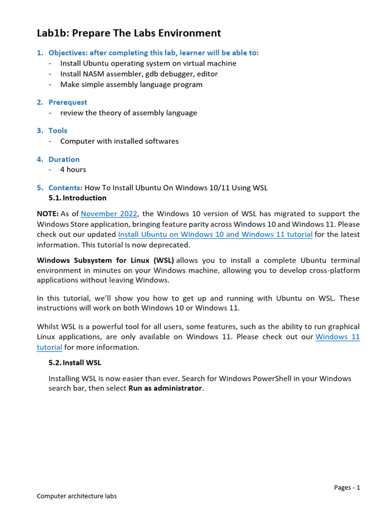 Lab2023 1b PreparingEnv | PDF