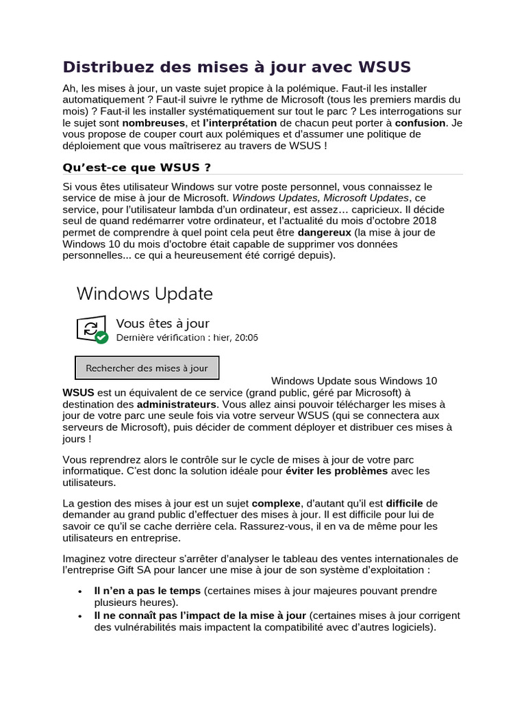 Distribuez Des Mises À Jour Avec WSUS | PDF