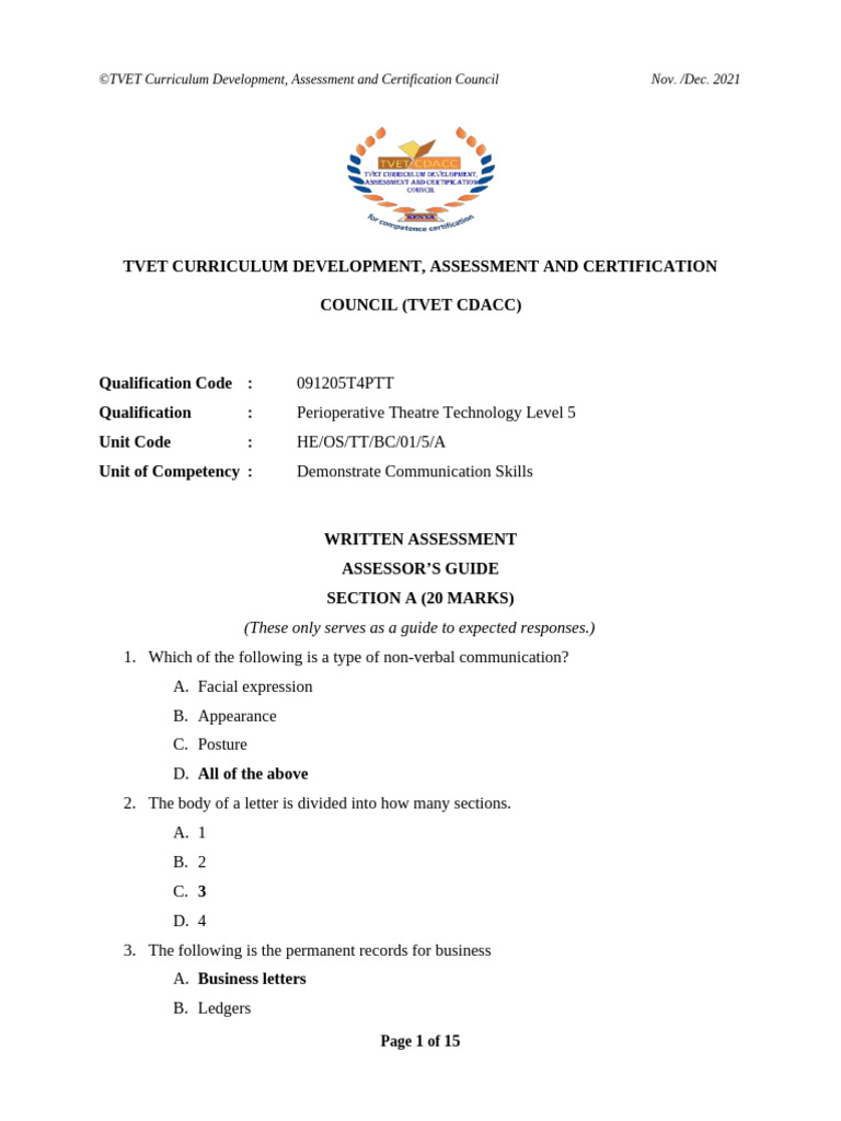 ASSESSORS GUIDE | PDF