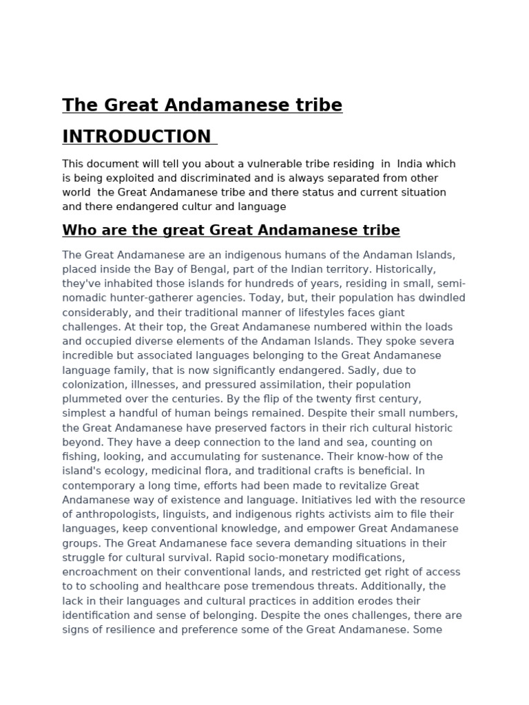 Who Are The Great Great Andamanese Tribe | PDF