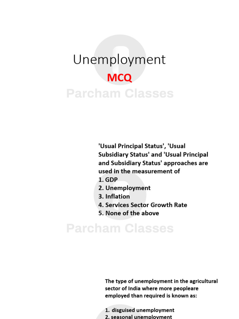 MCQs On Unemployment & Poverty | PDF
