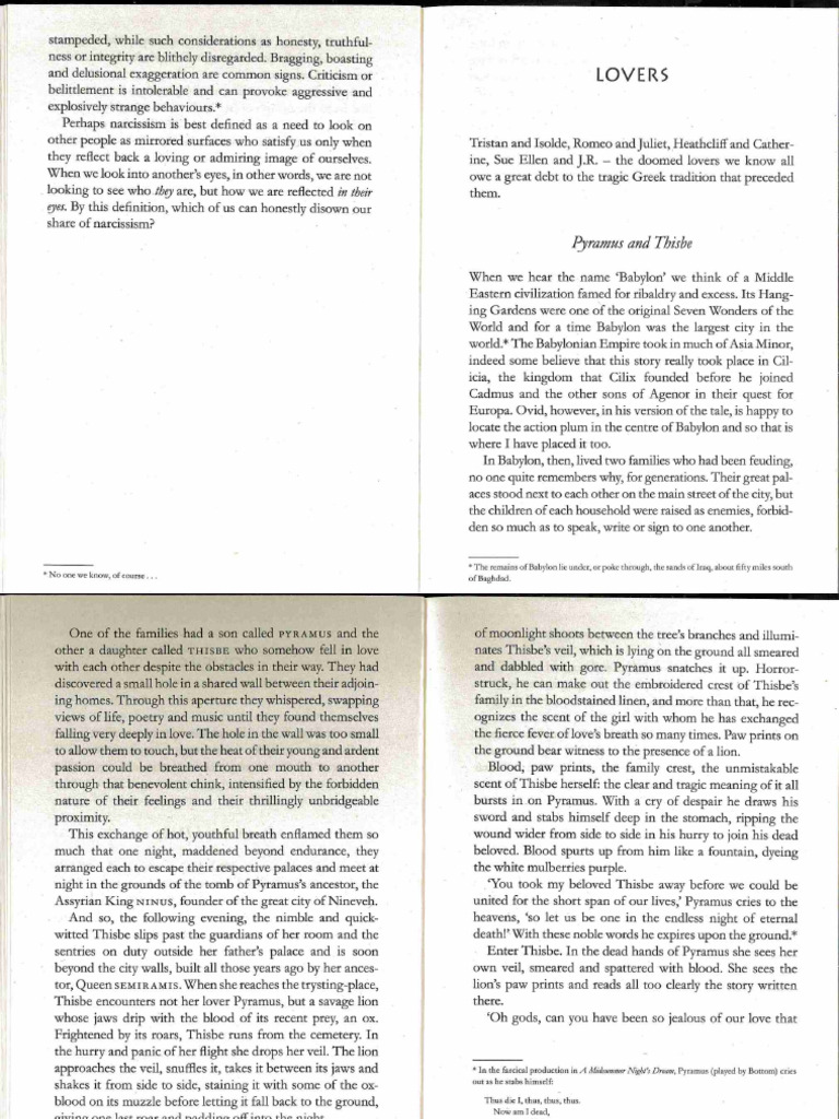 Pyramus and Thisbe - Stephen Fry Mythos | PDF