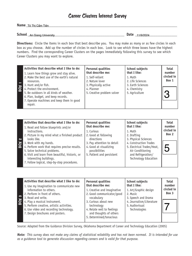 Interest Survey | PDF