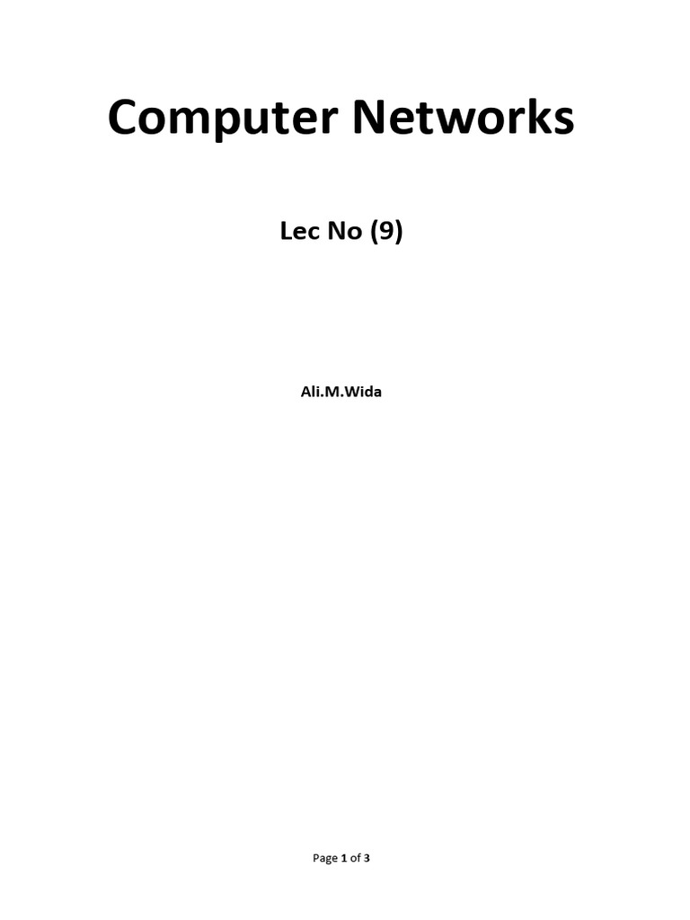 Computer Network Lec No 9 | PDF