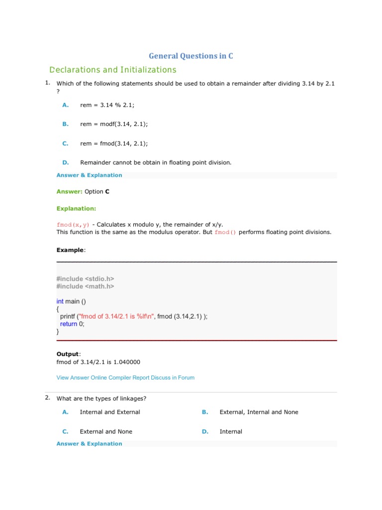 C Programs General | PDF | C (Programming Language) | Pointer (Computer ...