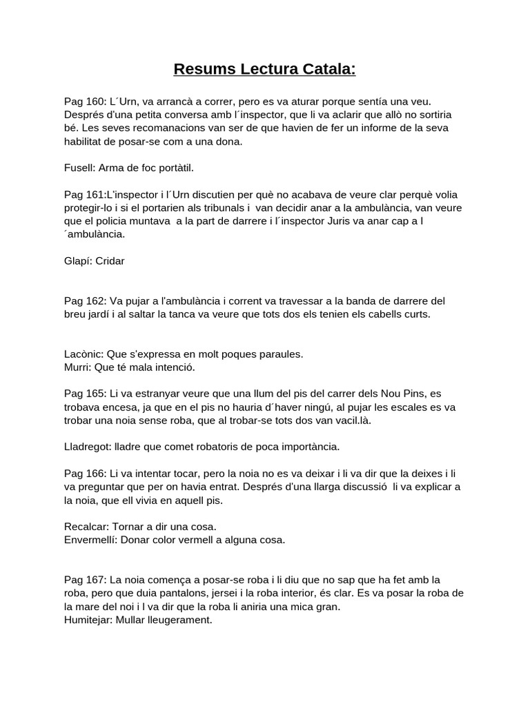 Resums Lectura Catala | PDF
