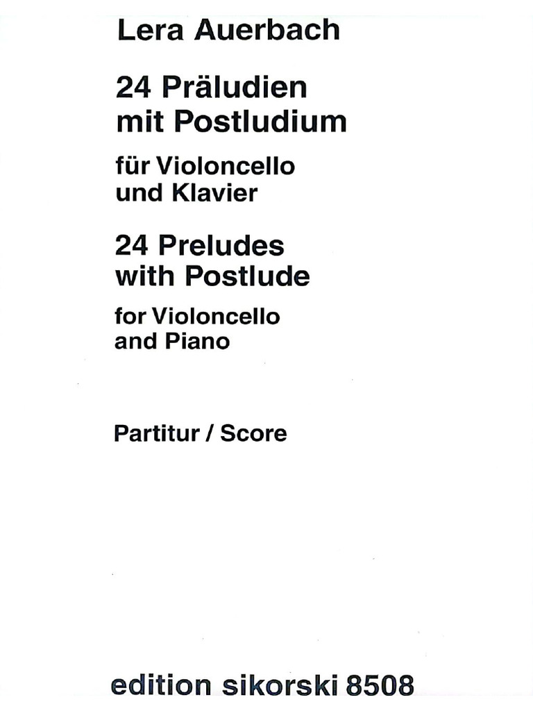 Auerbach, Lera - 24 Preludes With Postlude - Complete Score and Cello Part | PDF