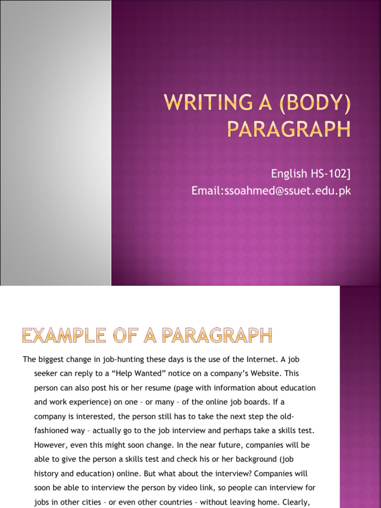Writing a body paragraph | PDF