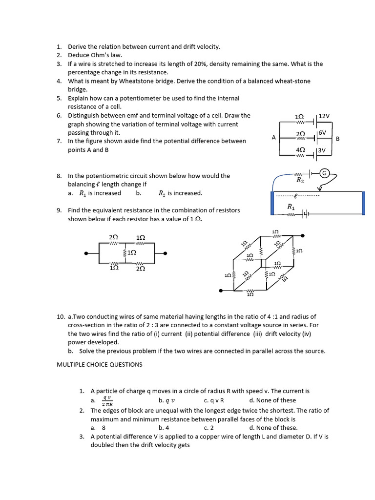 Current Electricity (Objective Level 1) | PDF | Voltage | Electrical ...