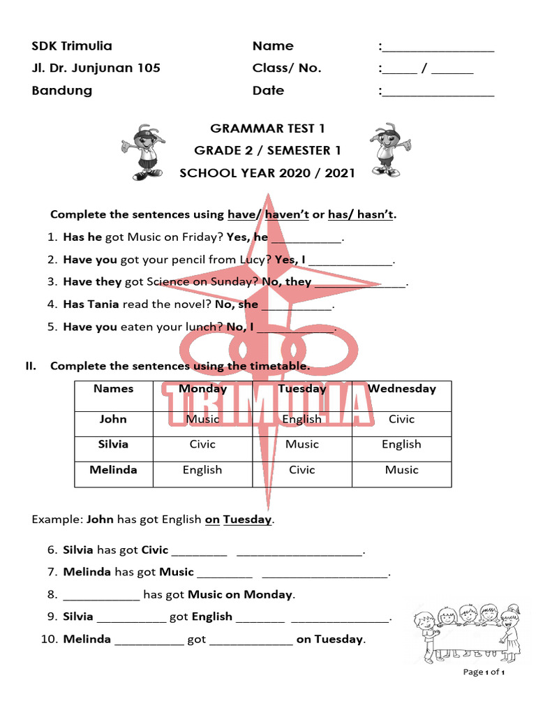 Grammar Test 1 | PDF