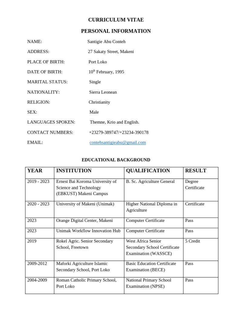 Updated Curriculum_vitae Santigie (1) | PDF