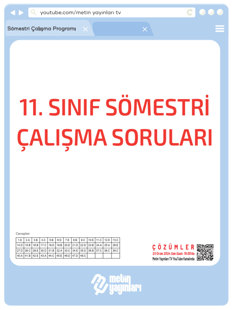11.SNF Somestri̇ Calisma Sorulari | PDF