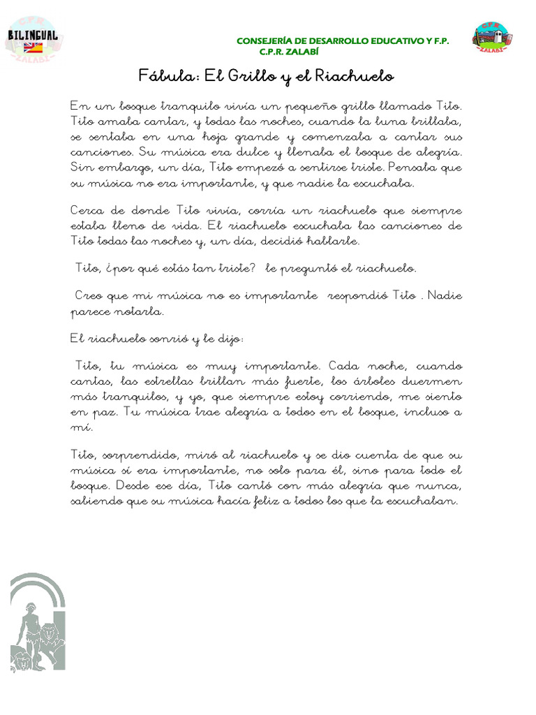 Fabula Importancia de La Musica Primer CICLO | PDF