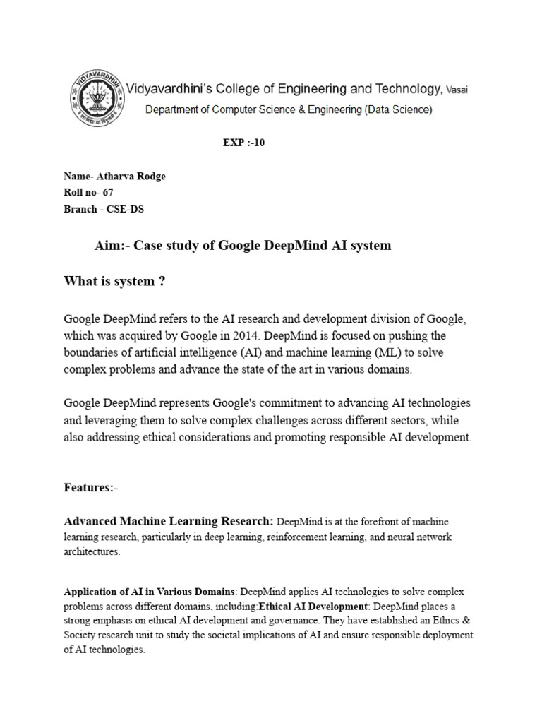 AI Case Study Exp1 | PDF