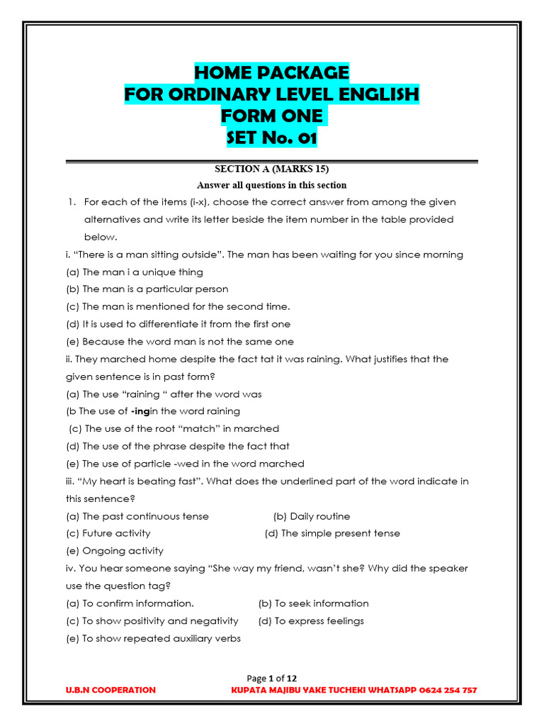 F1 English Home Package | PDF