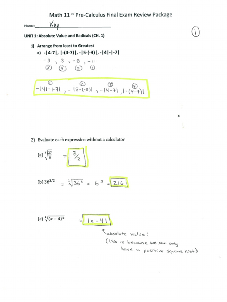 precalc_11_-_exam_pkg_solutions | PDF