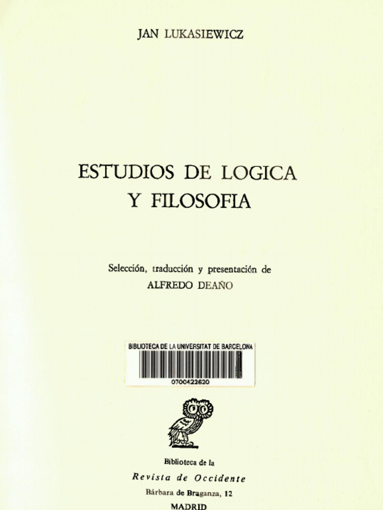 Estudios de Lógica y Filosofia - Lukasiewicz | PDF