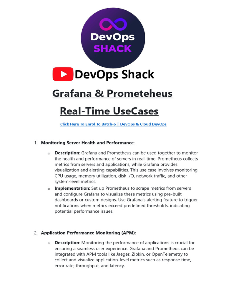 Grafana & Prometheus Real Time UseCases | PDF