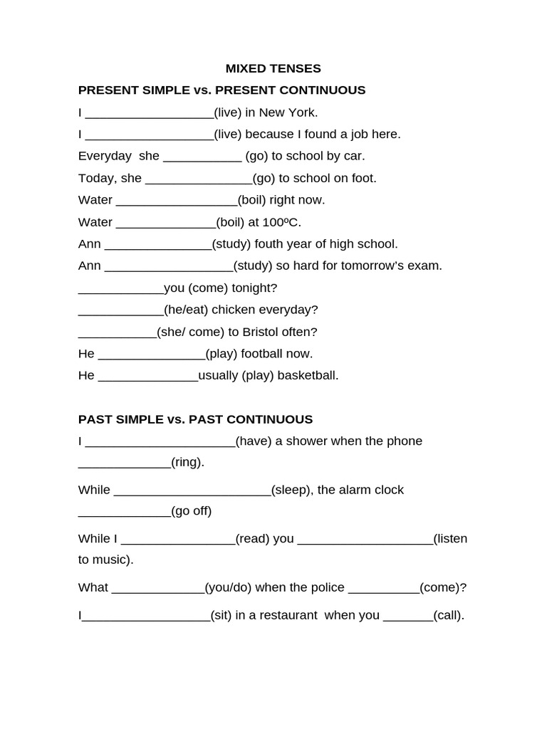 Mixed Tenses Practice Grammar Drills Tests - 132307 | PDF