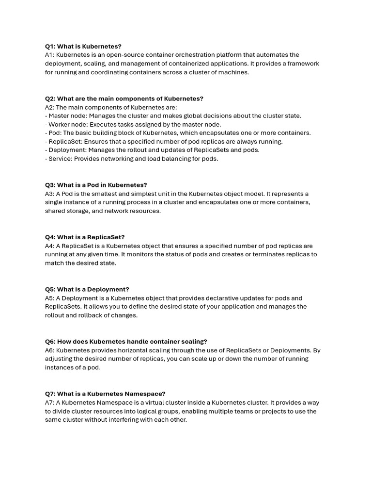 Kubernetes Interview QnA | PDF