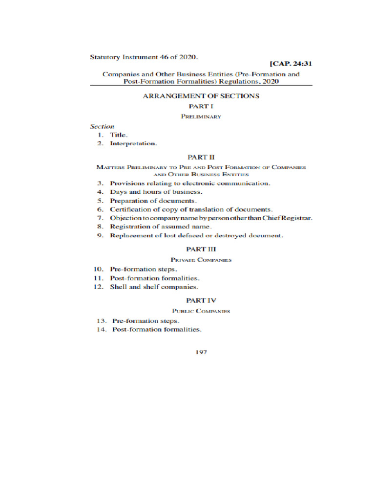 Company Registration SI 46 2020 | PDF