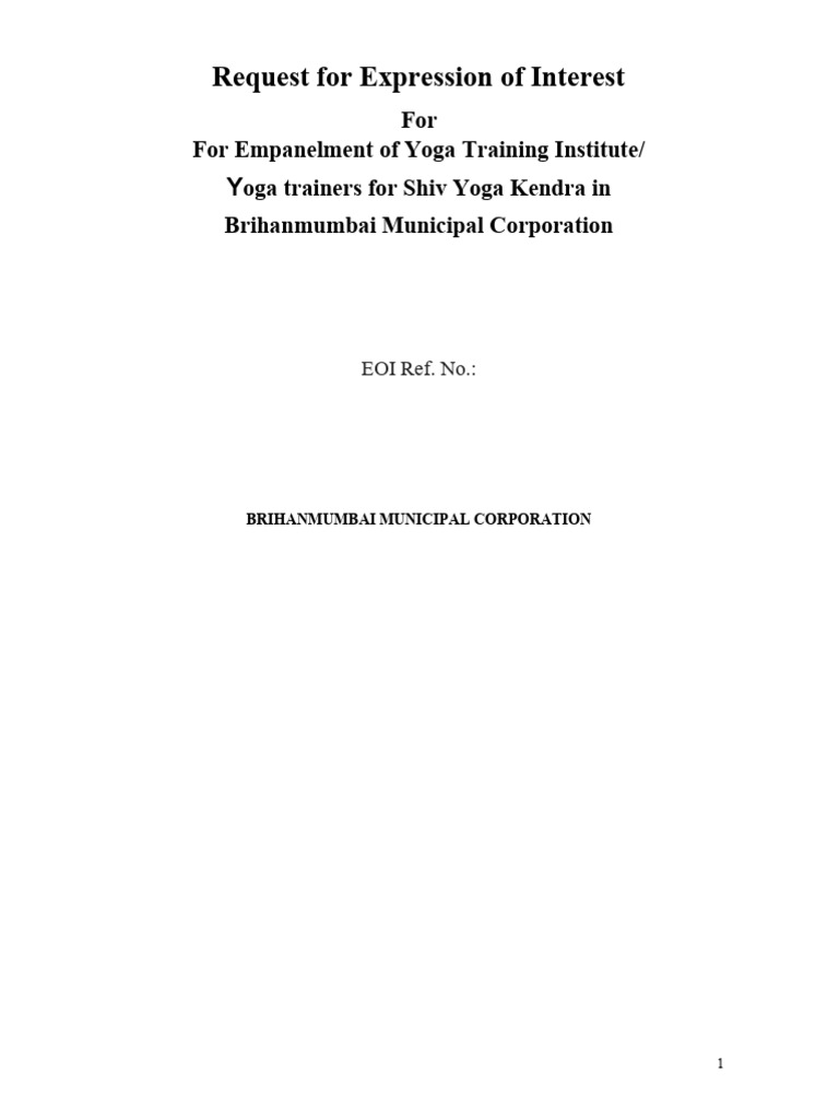 Request For Expression of Interest YOGA CENTER Final | PDF