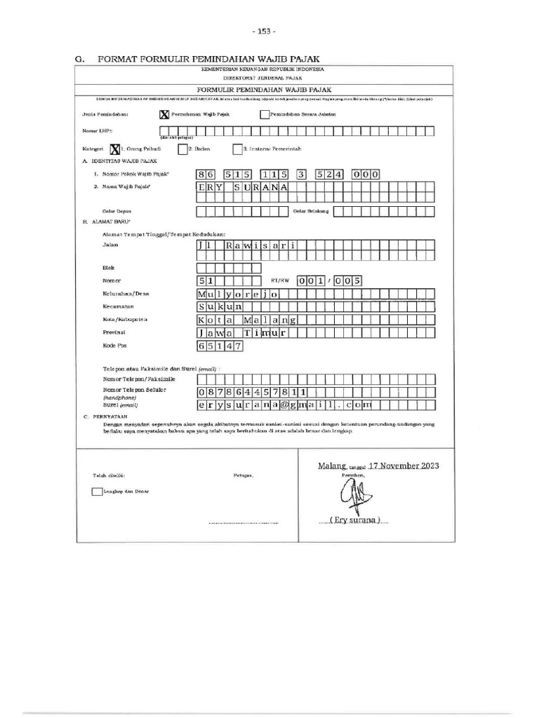 Permohonan Pemindahan WP - Page-0001 | PDF