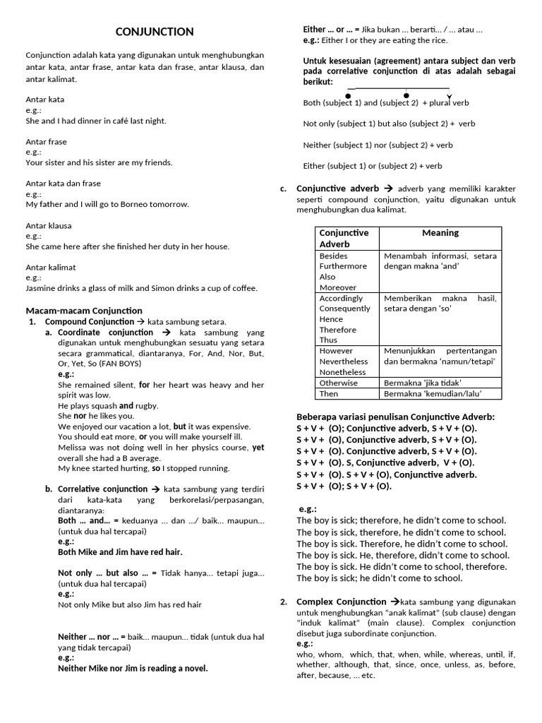 Part of Speech - Conjunction | PDF