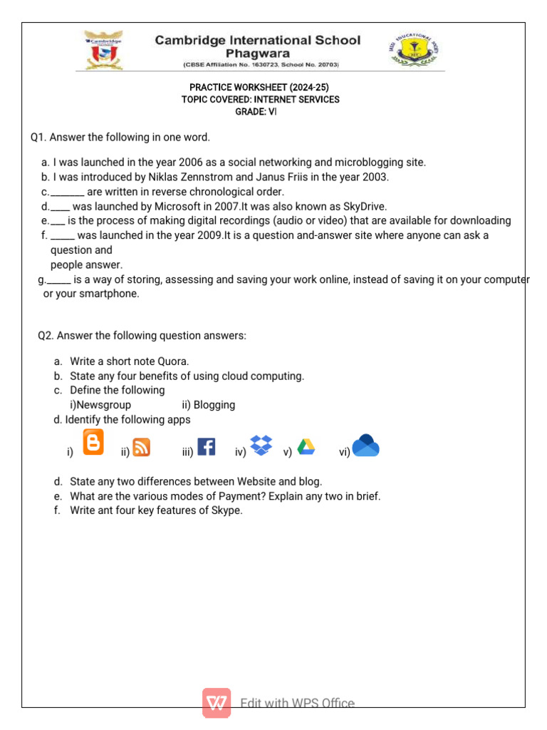 g6 Practice Worksheet Ict | PDF