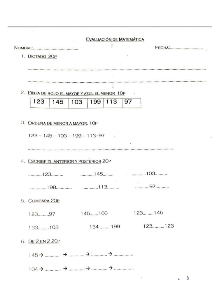 Evaluación Dde Matemáticas Pdf
