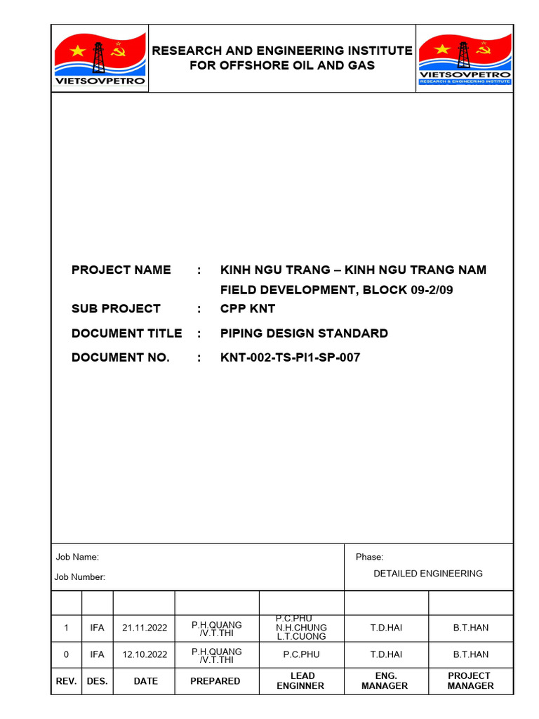 KNT 002 Ts Pi1 SP 007 1 Piping Design Standard | PDF