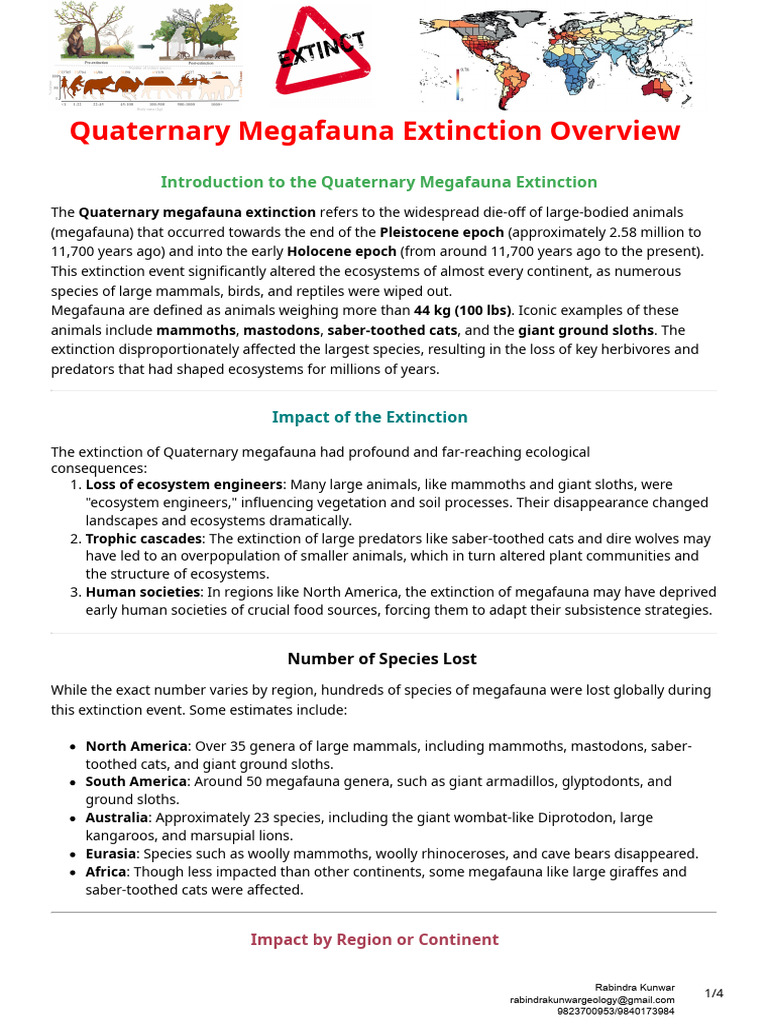 Quaternary Megafauna Extinction Overview | PDF | Megafauna | Extinction