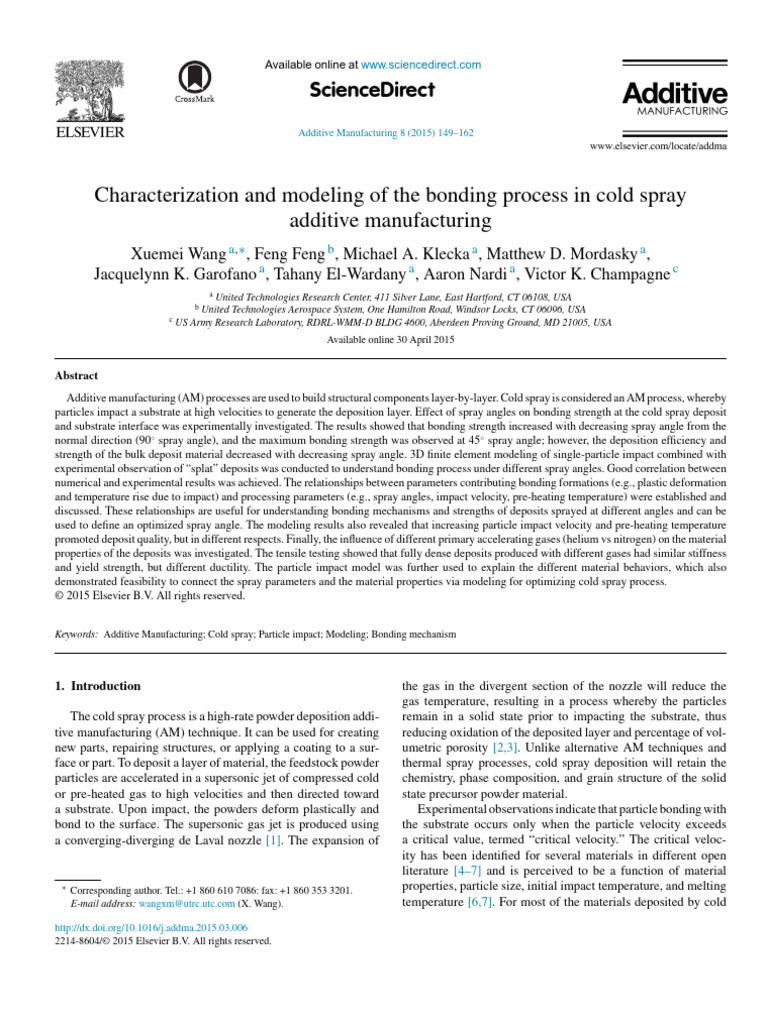 Characterization and Modeling of The Bonding Process in Cold Spray ...