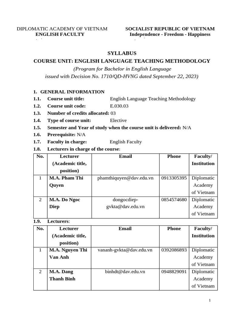 English Language Teaching Methodology Updated 07 2024 Pdf
