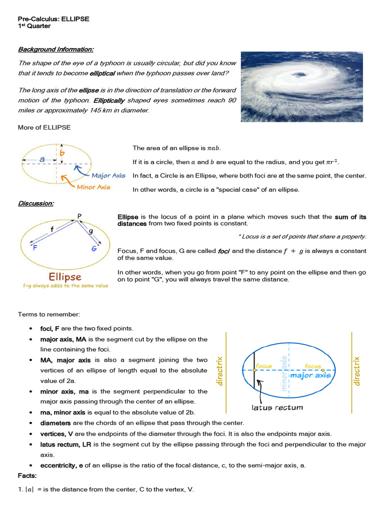 Pre-Calculus_ELLIPSE | PDF