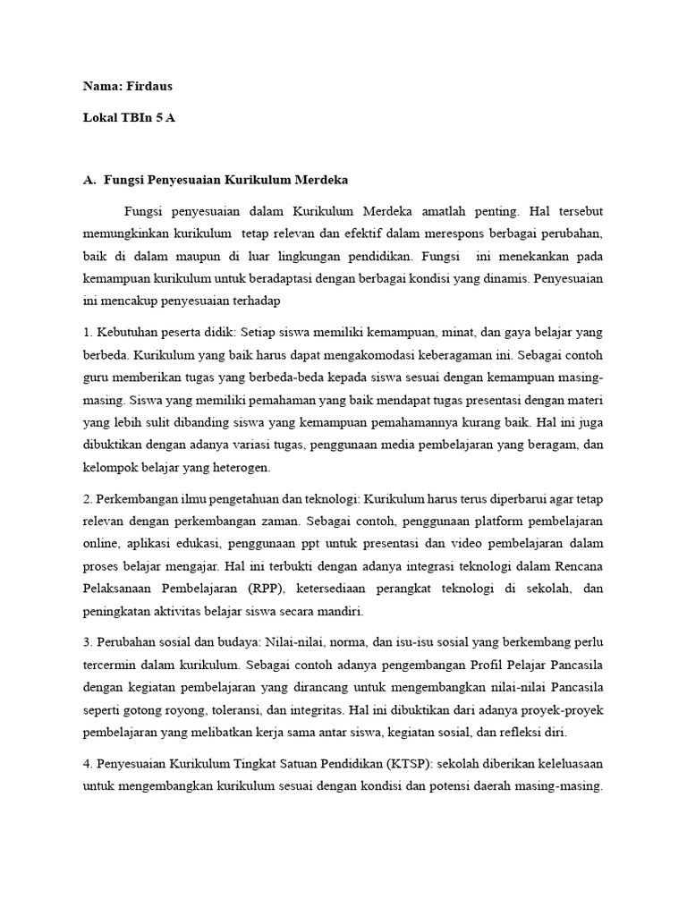 Firdaus, Tugas 1&2 Pengembangan Kurikulum | PDF