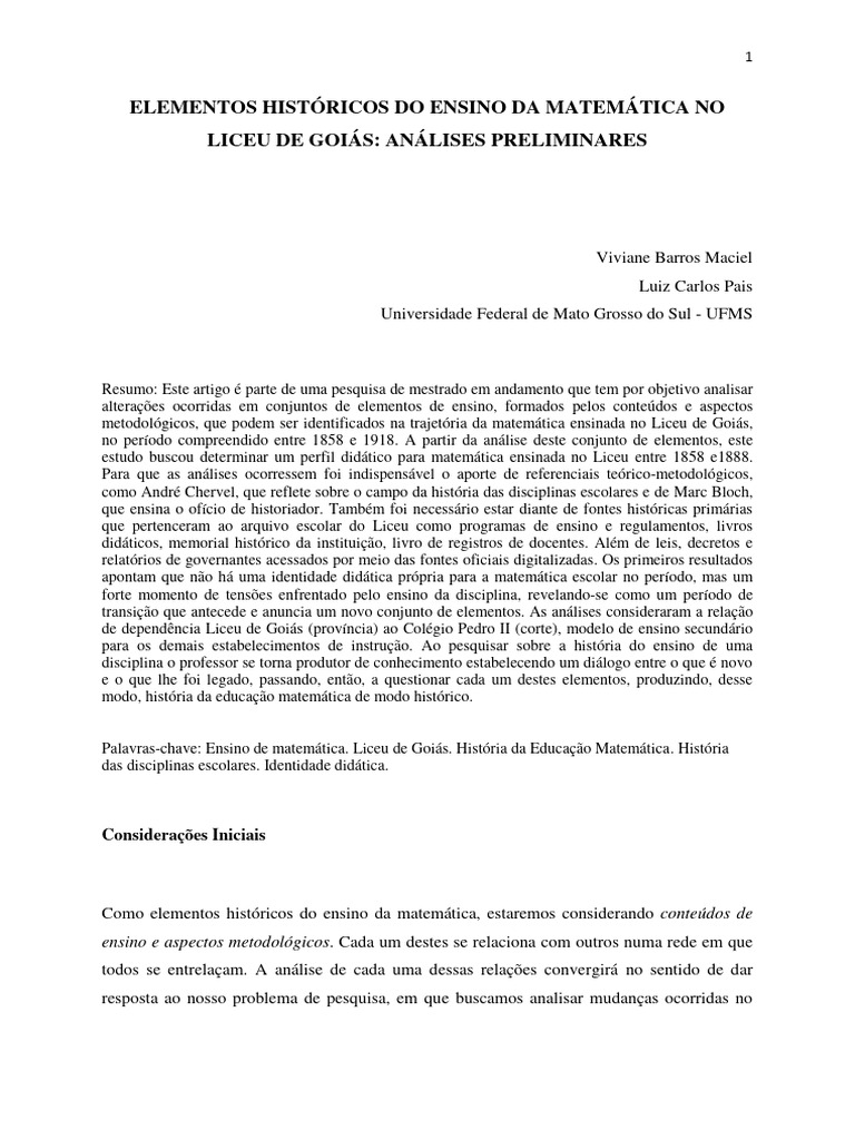 Elementos Historicos Do Ensino Da Matema | PDF