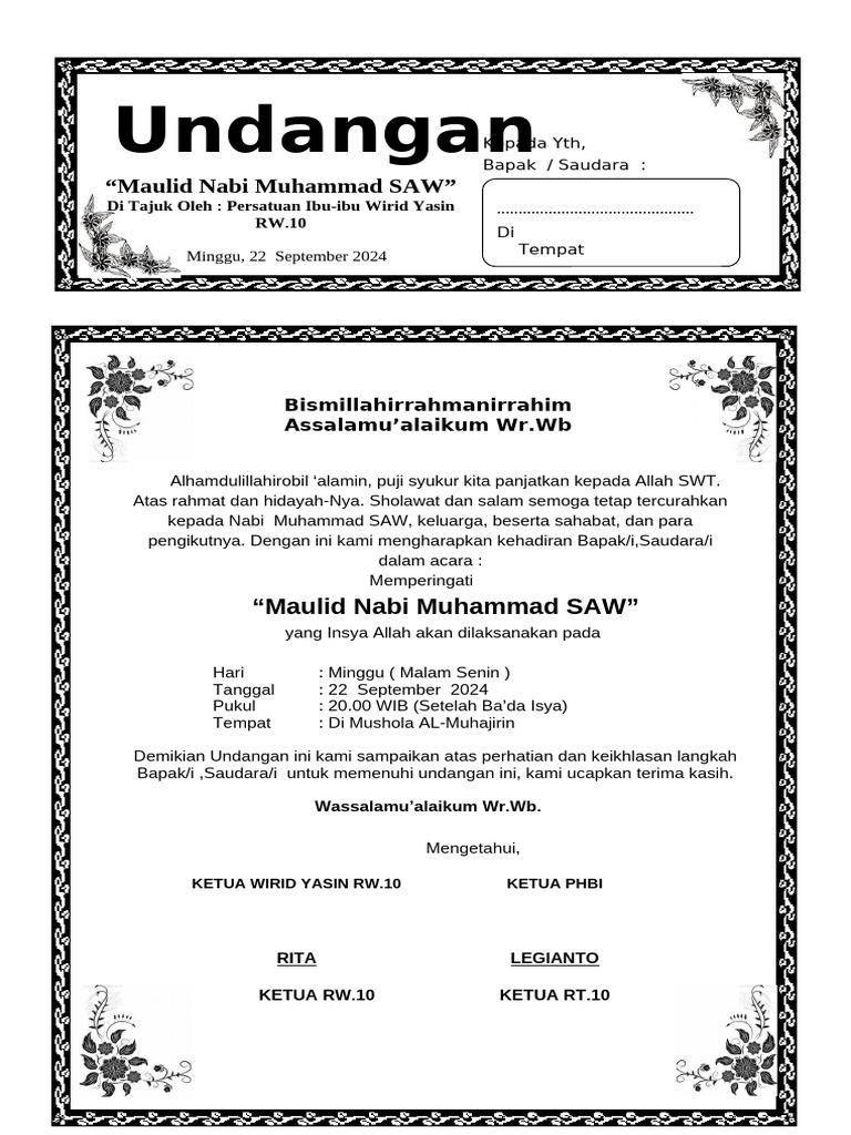 Undangan Maulid Nabi | PDF