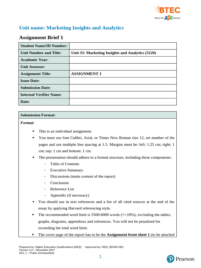 Unit 33_5120_Assignment 1 Brief | PDF