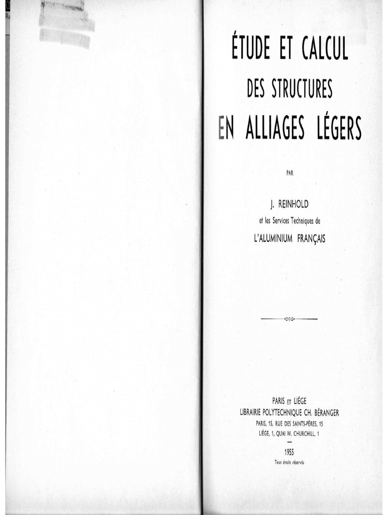 Polytechnique 1955 - REINHOLD - Etudes Et Calcul Des Structures en ...