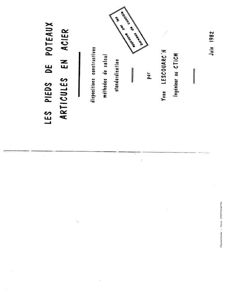 CTICM - 1988 - Calcul Des Pieds de Poteaux Articulés | PDF